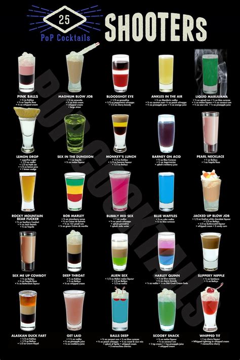 Top 25 Shooter Cocktail Poster Etsyde Drinks Alcohol Recipes