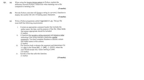 Solved A When Using The Iterator Design Pattern In Python Chegg Com