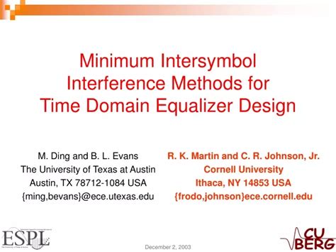 Ppt Minimum Intersymbol Interference Methods For Time Domain