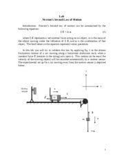 PreLab And Lab Constant Acceleration Lab Newtons Second Law Of Motion Introduction Newtons