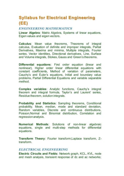 Syllabus For Electrical Engineering Docx Physics Science