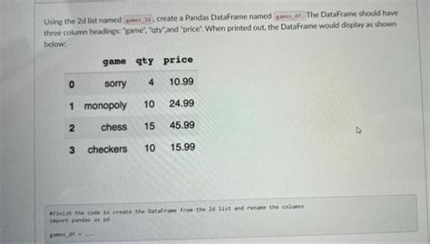Solved Question Write The Python Code To Print All The Chegg