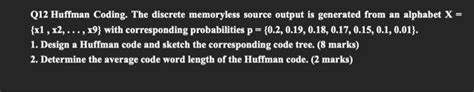 Solved 9 Q12 Huffman Coding The Discrete Memoryless Source Chegg