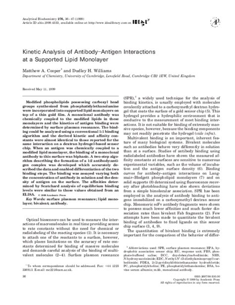 Pdf Kinetic Analysis Of Antibodyantigen Interactions Using Phase