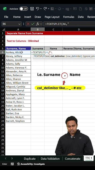 Text Split Function In Excel 🚀 Easy Data Separation Tips Shorts Excel Exceltips Youtube