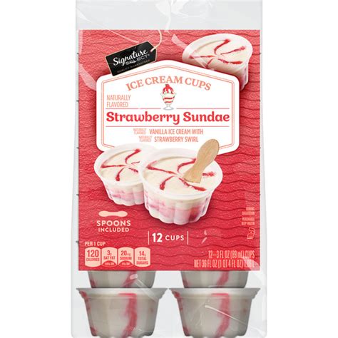 Signature Select Ice Cream Cups Strawberry Sundae 12 3 Fl Oz 89 Ml Is