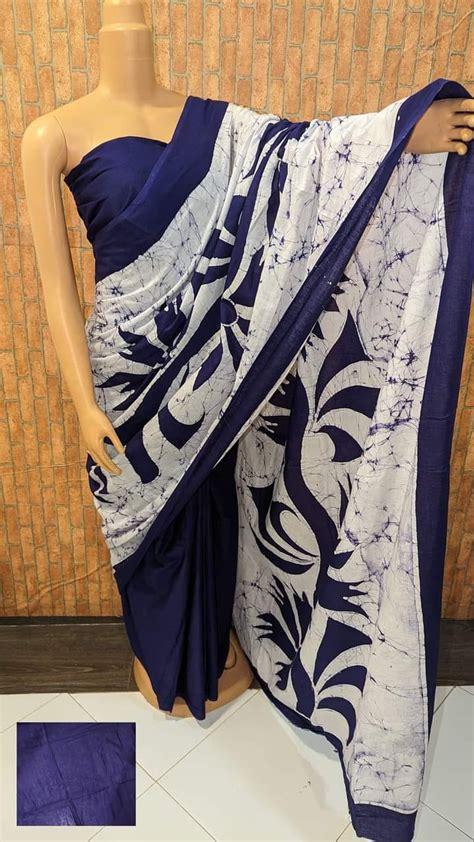 කුමුදු බතික් 100 Cotton බතික් සාරි