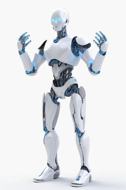 Premium Photo Humanoid Robot Stands Against A Stark White Background
