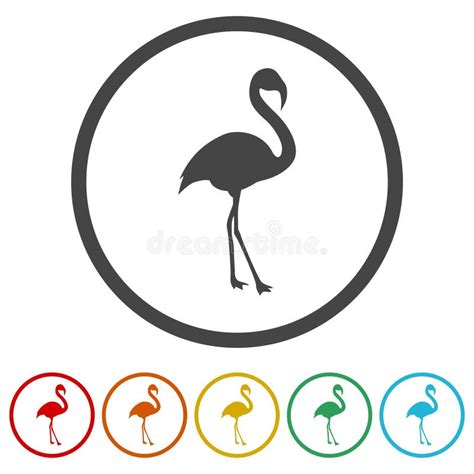 Flamingos Icon Set Icons In Color Circle Buttons Stock Vector Illustration Of Feather