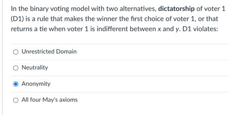 Solved In The Binary Voting Model With Two Alternatives