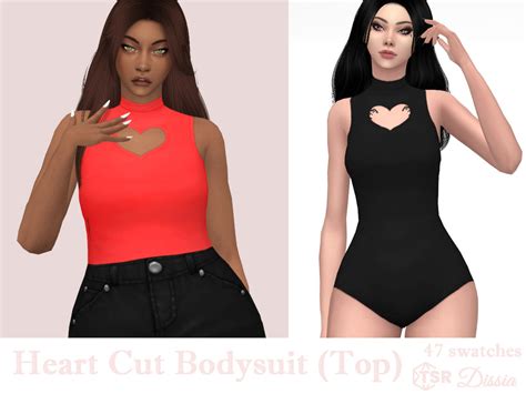 The Sims Resource Heart Cut Bodysuit Top