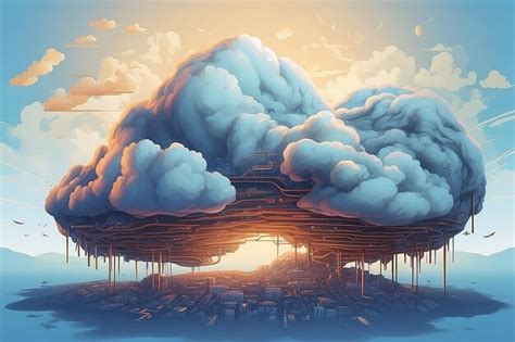 Premium Photo Binary Cloud Computing Concept Illustration