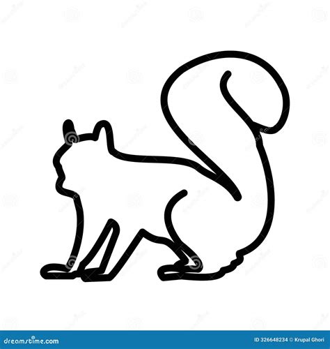 Squirrel Linear Logo Mark In Black And White Stock Vector