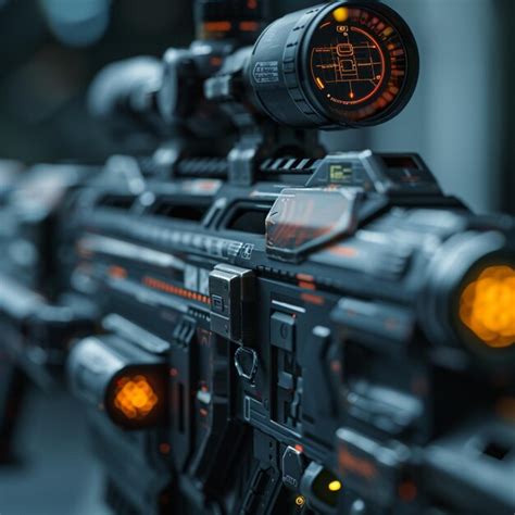 A Closeup Of An Advanced Targeting System On A Hightech Assault Rifle