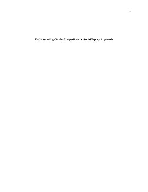 230 Understanding Inequalities 11 Understanding Gender Inequalities A Social Equity Approach