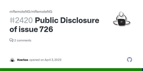 Public Disclosure Of Issue 726 · Issue 2420 · Mremoteng Mremoteng · Github