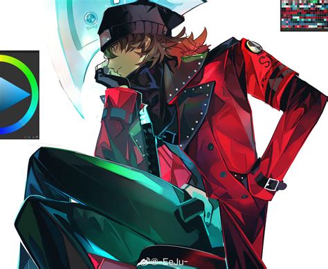 Eeju Sanada Akihiko Persona Persona 3 Absurdres Highres 1boy Art