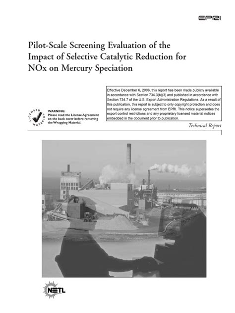 Pilot Scale Screening Evaluation Of The Impact Of Selective Catalytic Reduction For Nox On