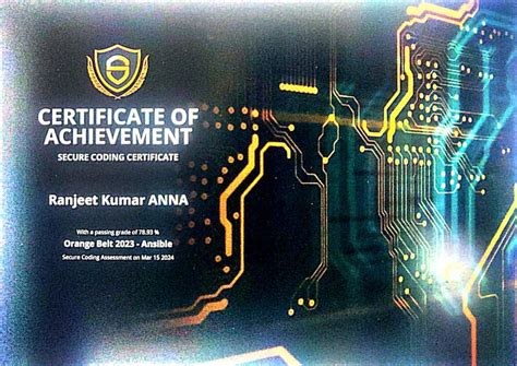 Ranjeet Kumar On Linkedin Successfully Completed Secure Coding Certificate