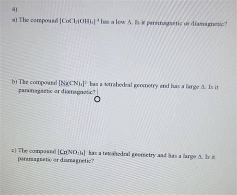 Solved Compare The Following Pairs Of Coordination Chegg Com