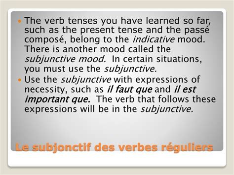 Ppt The Subjunctive Of Regular And Irregular Verbs Powerpoint Presentation Id 1944230