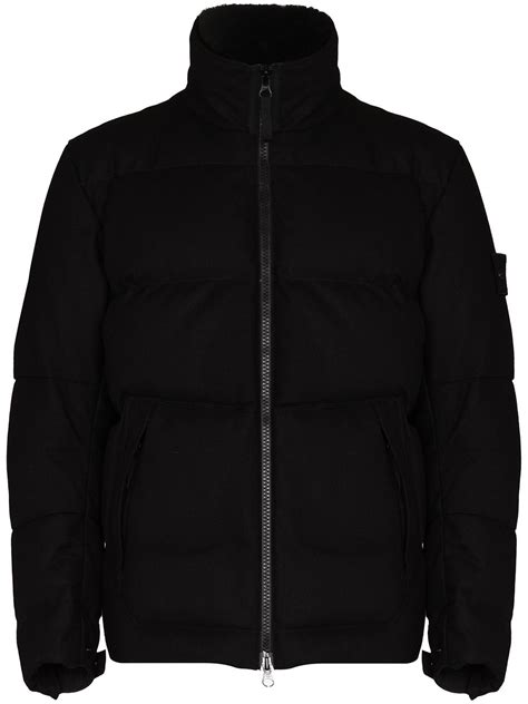 Stone Island Compass Patch Padded Jacket Black Farfetch Tr