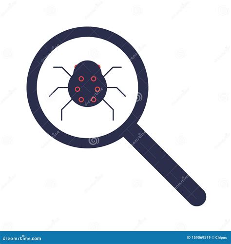 Magnifying Glass Searching For Viruses Malware Software Bugs Stock Illustration Illustration