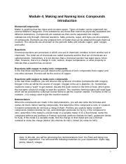 Making And Naming Ionic Compounds Reactions And Nomenclature Course Hero