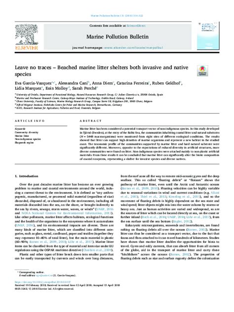 Pdf Leave No Traces Beached Marine Litter Shelters Both Invasive And Native Species