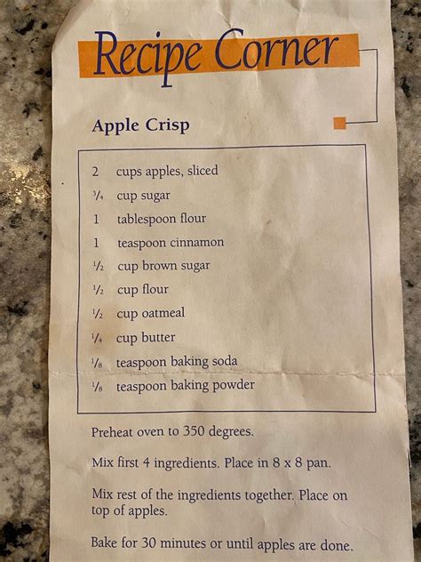 Vintage Apple Crisp Recipe