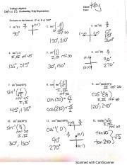 Evaluating Trig Expressions In College Algebra Course Hero