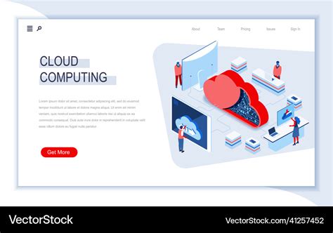 Cloud Computing Isometric Landing Page Hosting Vector Image