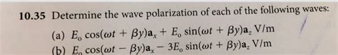 Solved Determine The Wave Polarization Of Each Of The