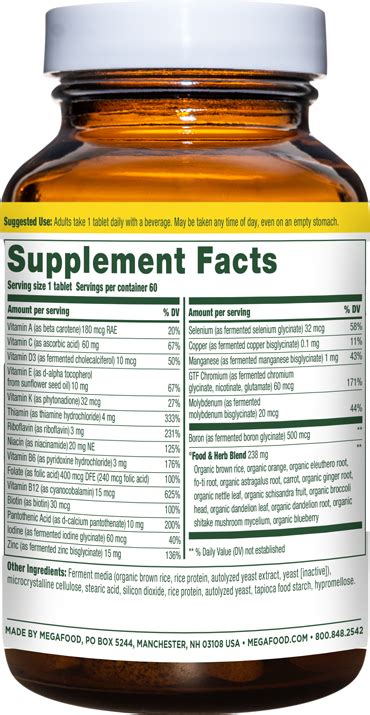 Megafood Kosher Mens One Daily Whole Food Multivitamin And Mineral 60 Tablets