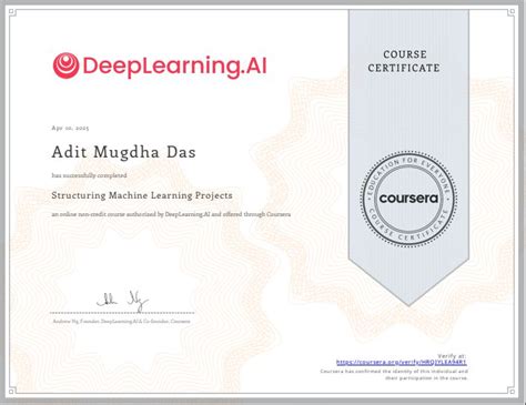 Completed Structuring Machine Learning Projects — Arguably The Most… Adit Mugdha Das