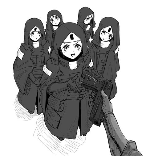 Safebooru 5girls Bulletproof Vest Coat Go Do A Crime Meme Greyscale