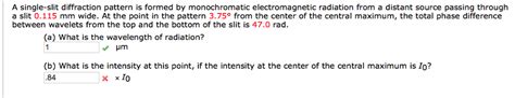 Solved A Single Slit Diffraction Pattern Is Formed By Chegg