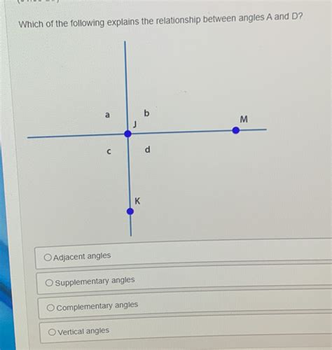 solved which of the following explains the relationship between angles