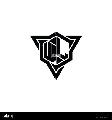 Wl Letter Logo Monogram Hexagon Shape With Triangle Outline Sharp Slice Style Design Template