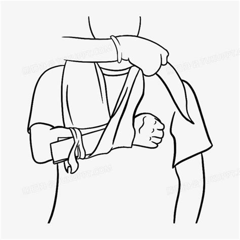一组手绘线描骨折急救套图步骤五PNG图片素材下载 急救PNG 熊猫办公