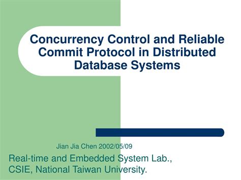 Ppt Concurrency Control And Reliable Commit Protocol In Distributed