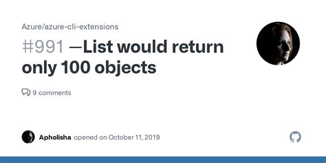 List Would Return Only 100 Objects · Issue 991 · Azureazure Cli