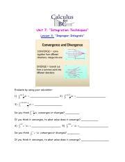 Integration Techniques Evaluating Improper Integrals With Your Course Hero