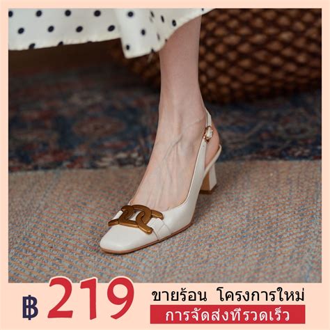 รองเท้าแต่งงาน รองเท ้ าแตะส ้ นสูงผู ้ หญิงแฟชั ่ นสแควร ์ Toe รองเท ้ าเดี ่ ยว Shopee Thailand