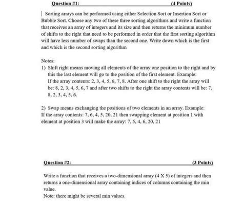 Solved Question 1 4 Points Sorting Arrays Can Be