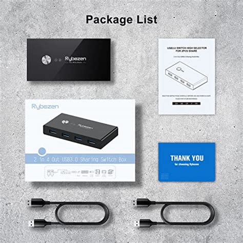 Rybozen USB Switch Selector KVM Switch Adapter Computer Sharing USB Devices Peripheral