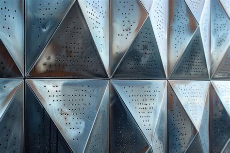 Modern Steel Angular Geometric Cladding With Colour Tones And Perforated Patterned Design