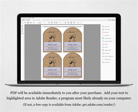 Birthday Wine Label Template Anniversary Bottle Tasting Winery Party