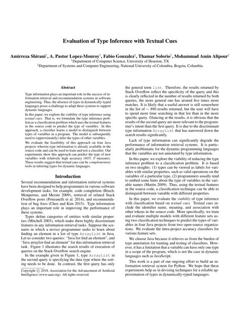 Pdf Evaluation Of Type Inference With Textual Cues
