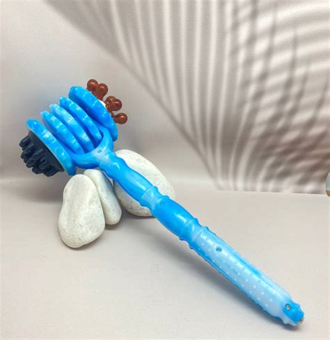 Масажер ручний двосторонній для шиї талії спини та плечей роликовий Massage М Блакитний